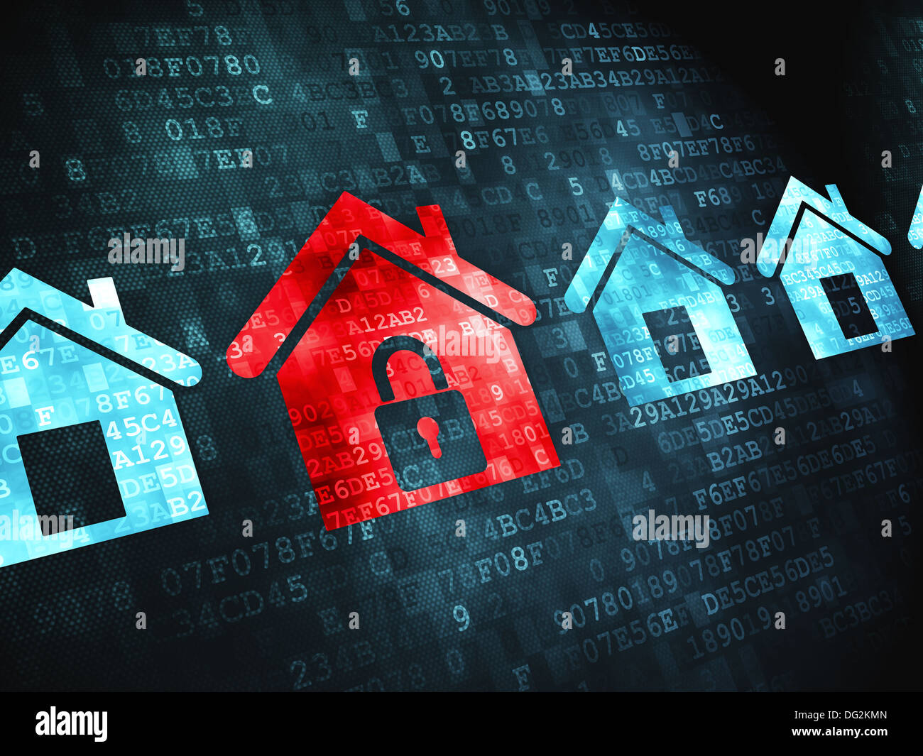 Protection concept: Home on digital background Stock Photo - Alamy