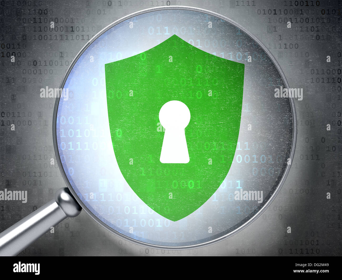 Security concept: Shield With Keyhole with optical glass on dig Stock ...