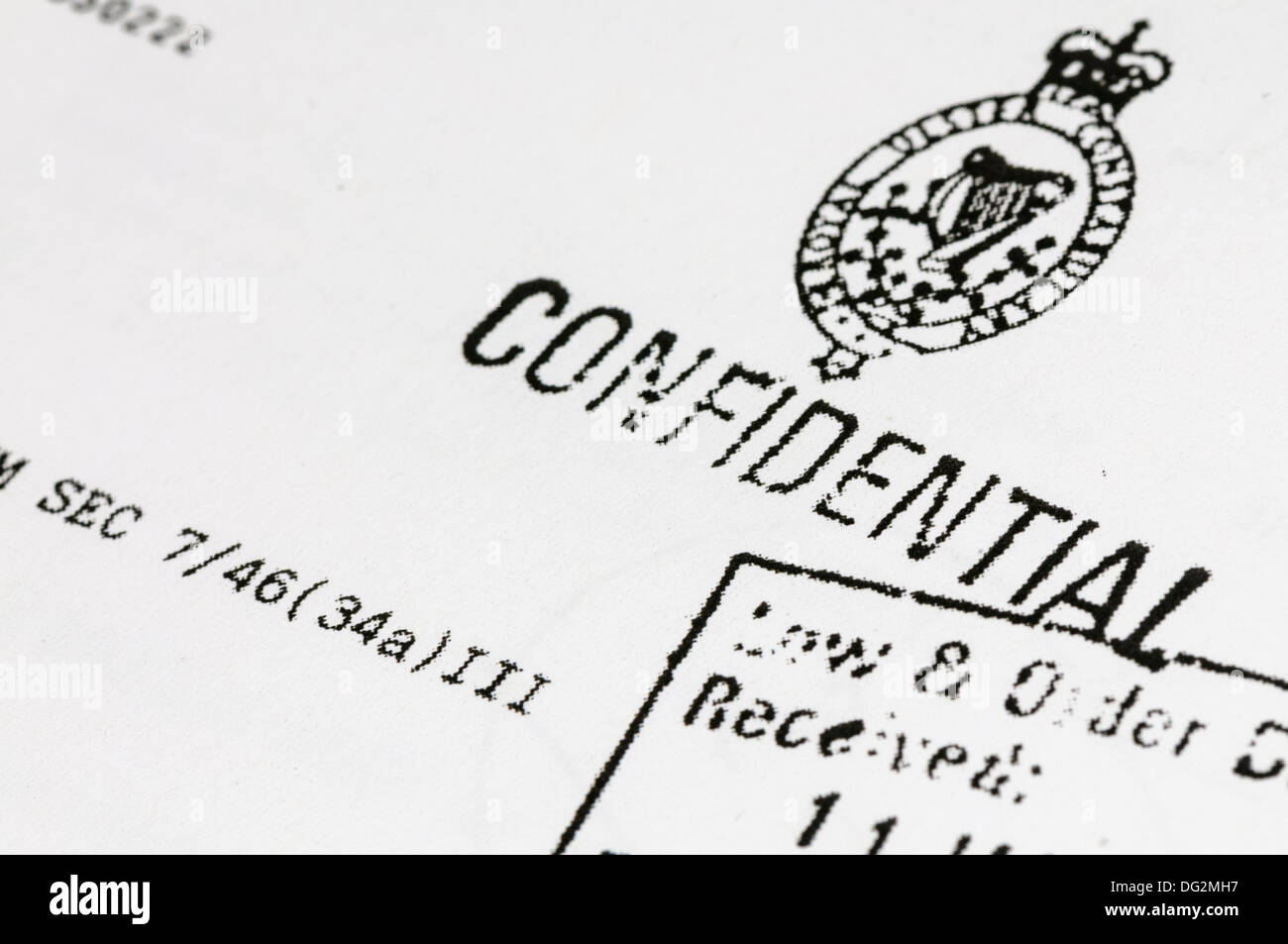 "Confidential" police document from the Royal Ulster Constabularly ...