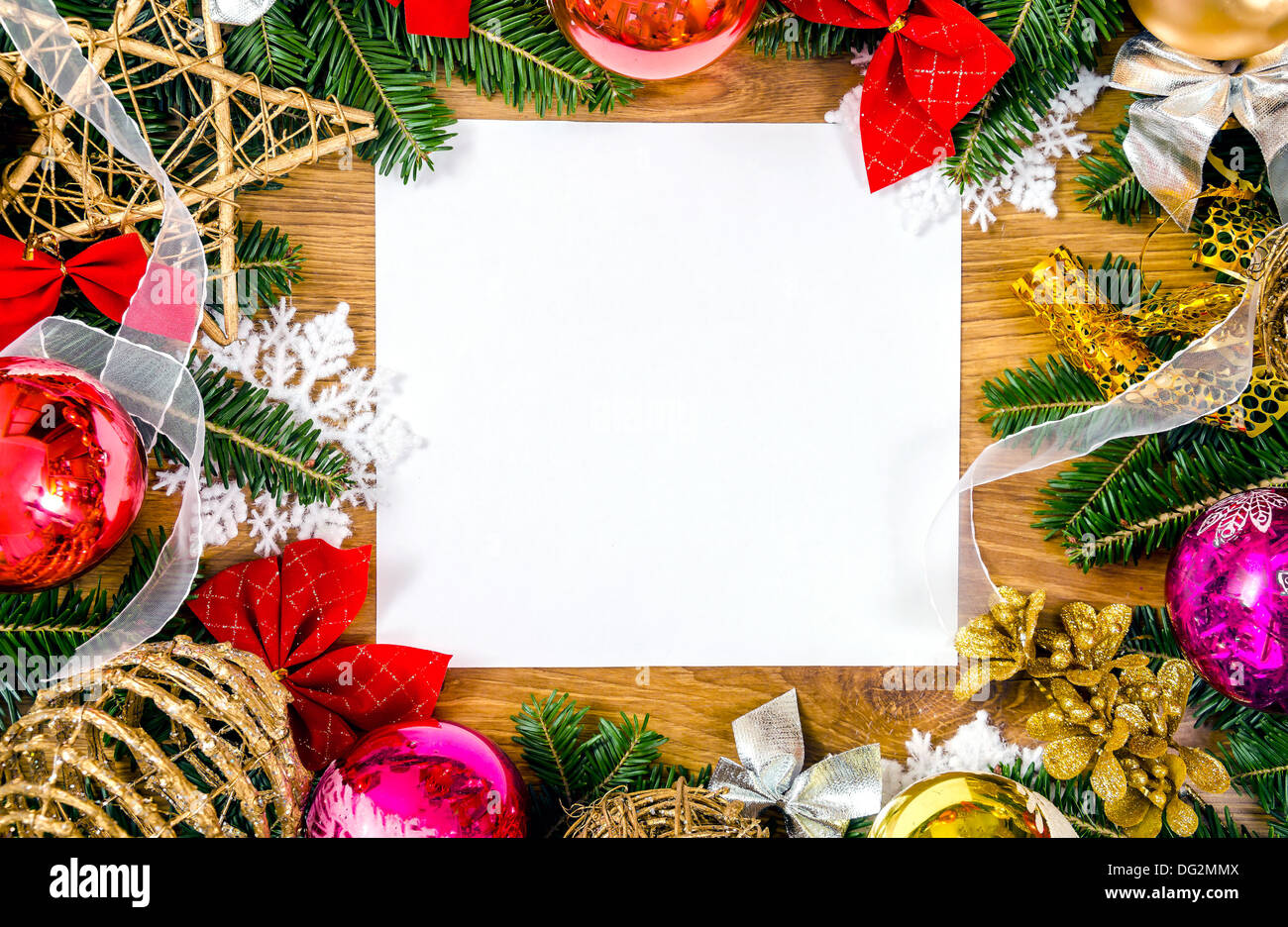 Christmas frame congratulations green paper hi-res stock photography ...