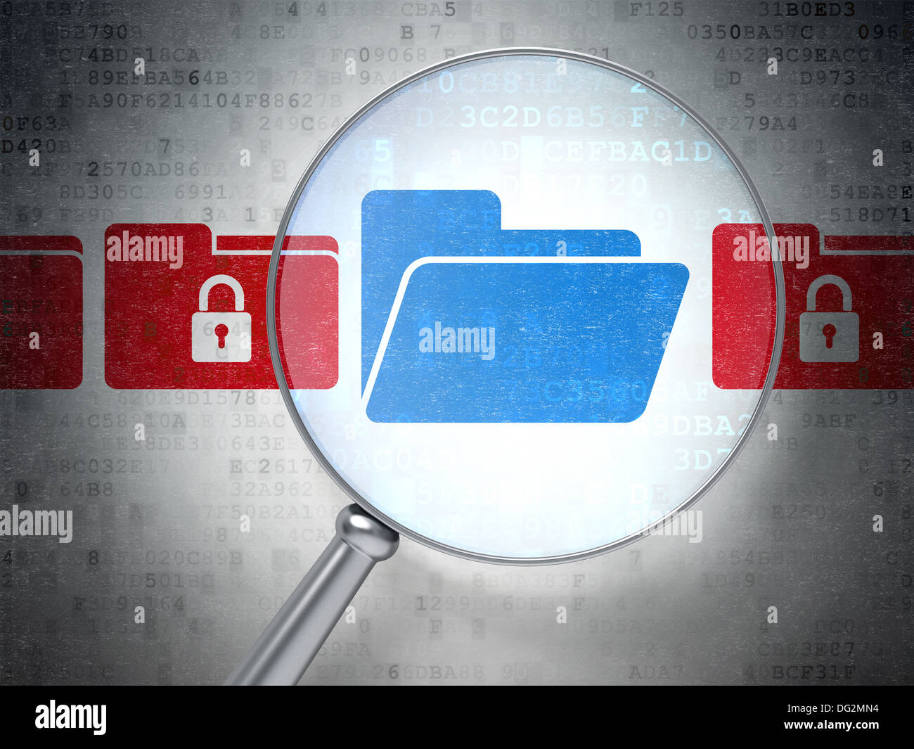 Safety concept: Folder With Padlock with optical glass on digita Stock ...