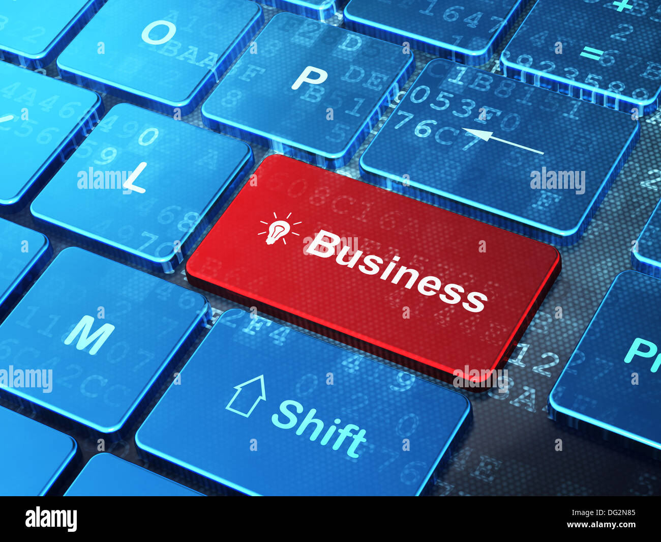 Business concept: Light Bulb and Business on computer keyboard b Stock ...