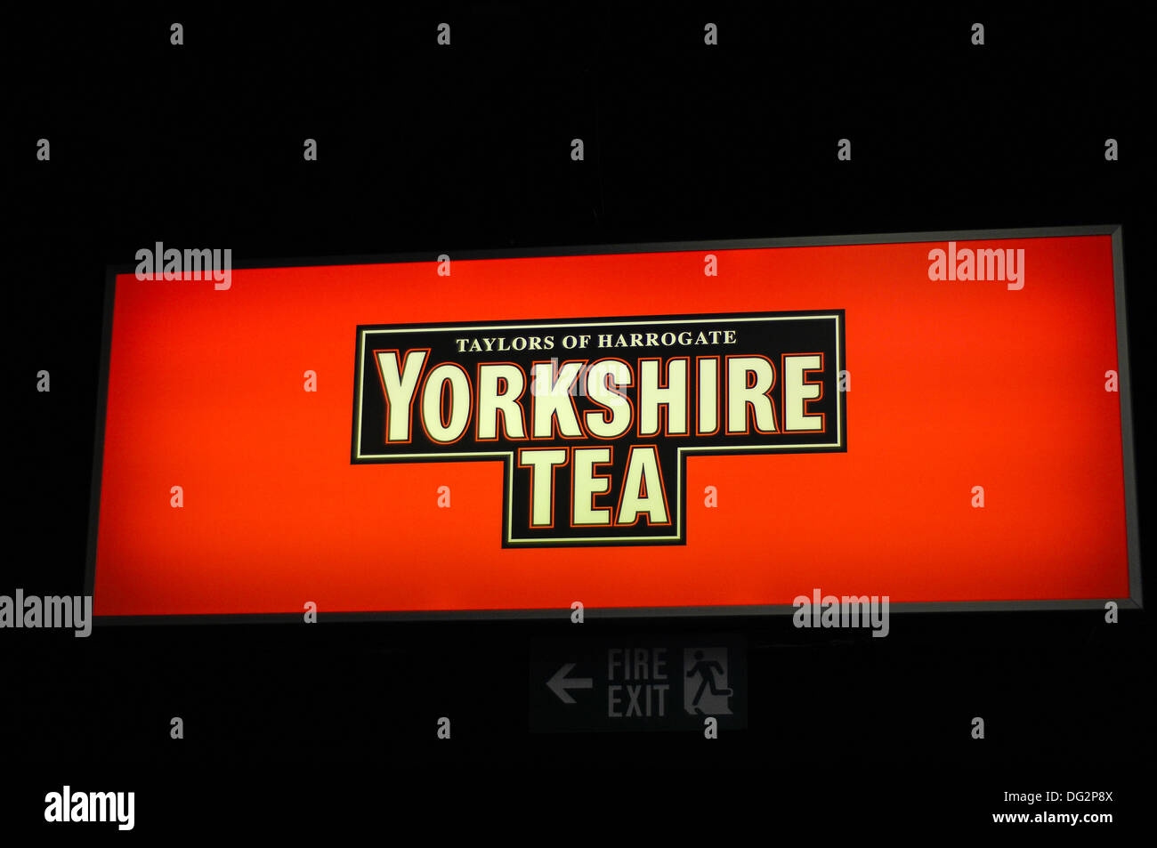 Orange Yorkshire tea sign Harrogate Yorkshire Stock Photo - Alamy