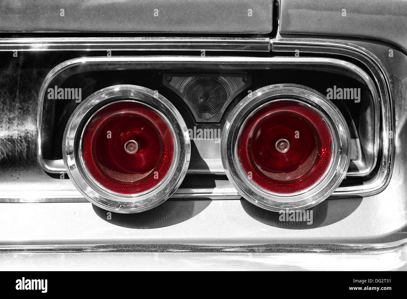 The rear brake light midsize car Dodge Charger R/T, (black and white ...