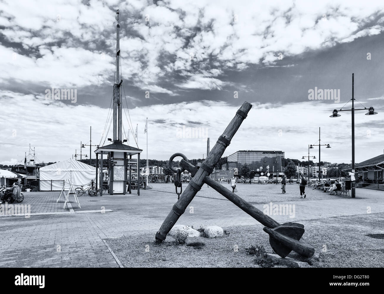 Ancient anchor on the waterfront. Lake Vesijärvi. City of Lahti ...