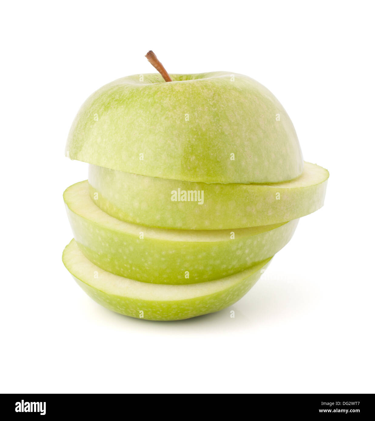 Green sliced apple isolated on white background cutout Stock Photo - Alamy