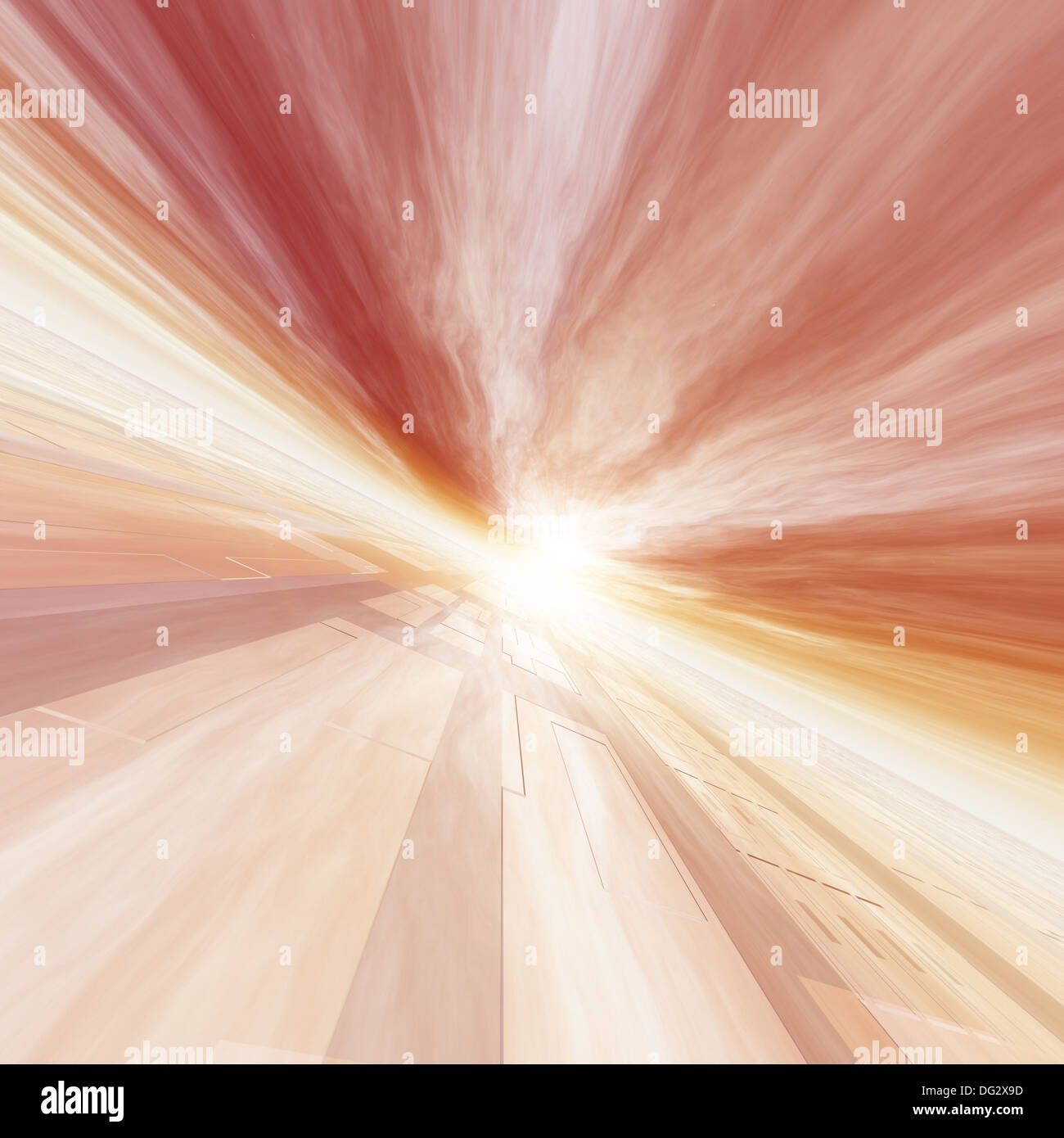 A surreal background of a red horizon grid to point of sun Stock Photo ...