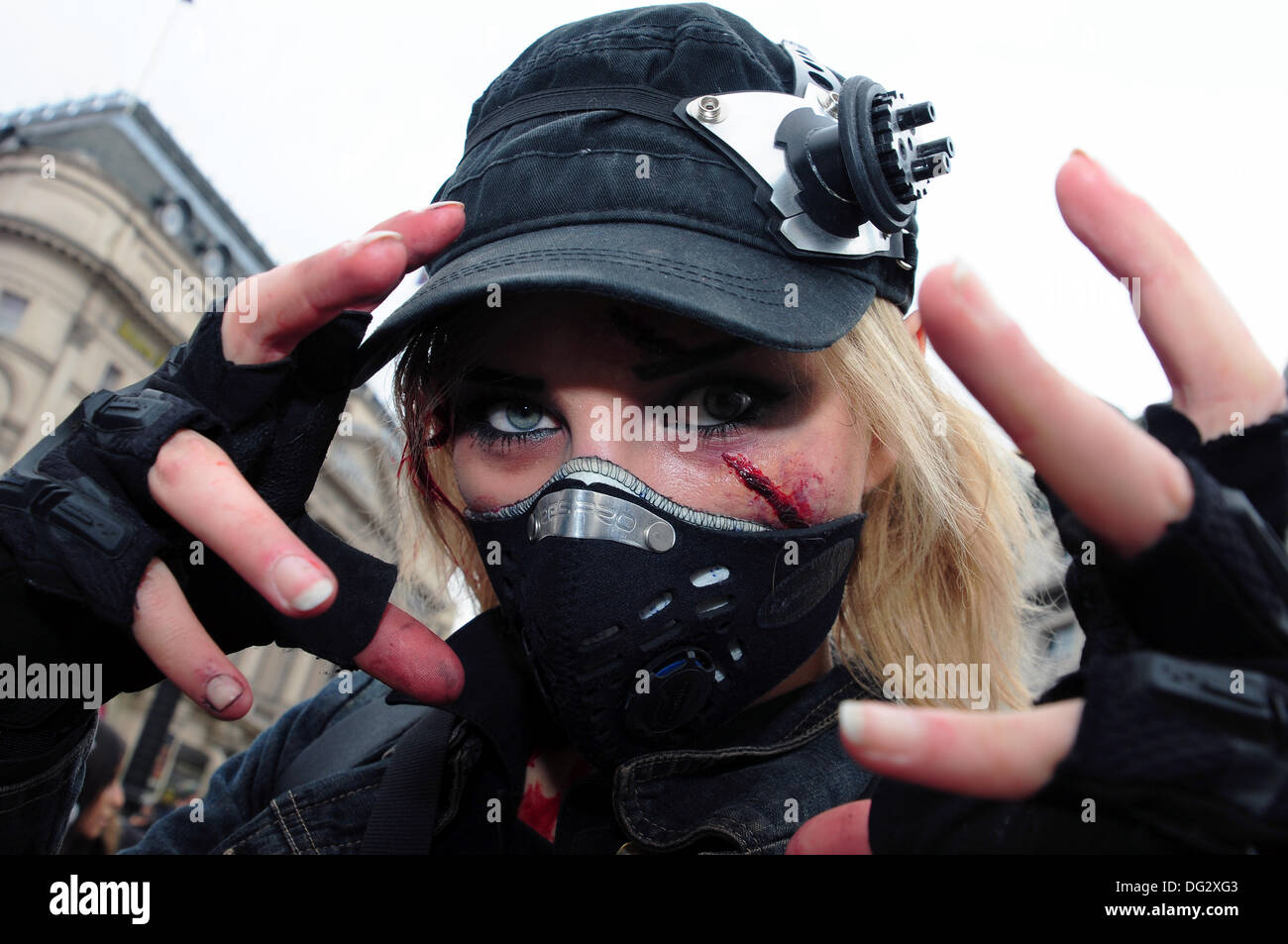 London, UK. 12th Oct 2013. Hundreds of Zombie roaming around centre ...