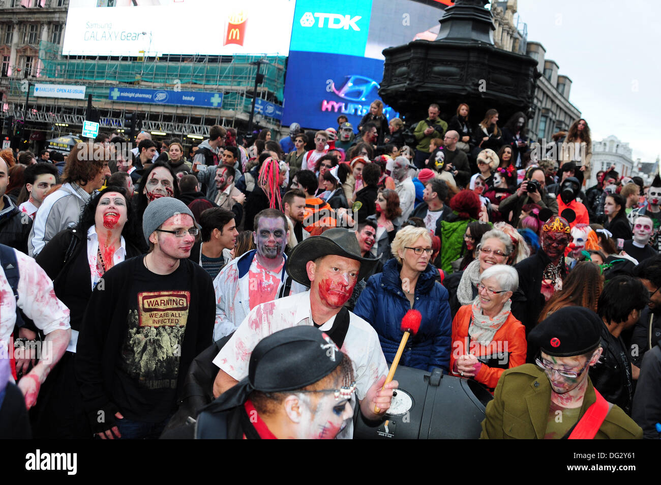 London, UK. 12th Oct 2013. Hundreds of Zombie roaming around centre ...