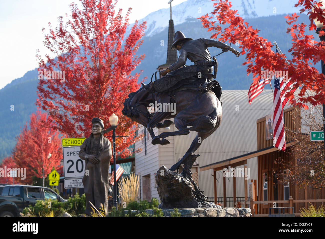 Bronze sculpture horse cowboy hi-res stock photography and images - Alamy