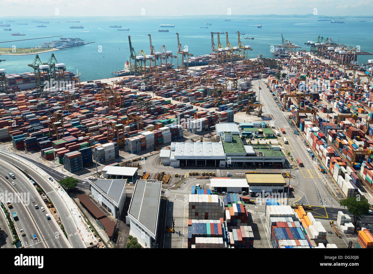 Aerial view of Singapore Port Stock Photo - Alamy