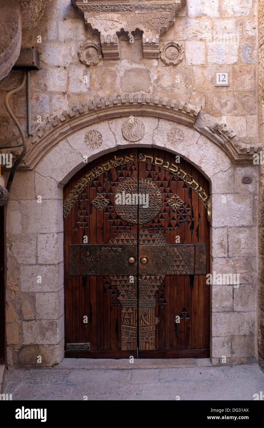 The decorated door of Eliahu Ha'navi' synagogue one of the "Four ...