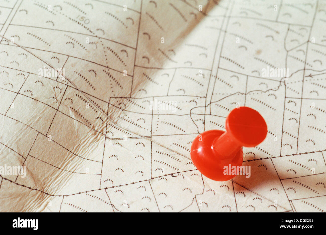 Pin marking place on map Stock Photo - Alamy