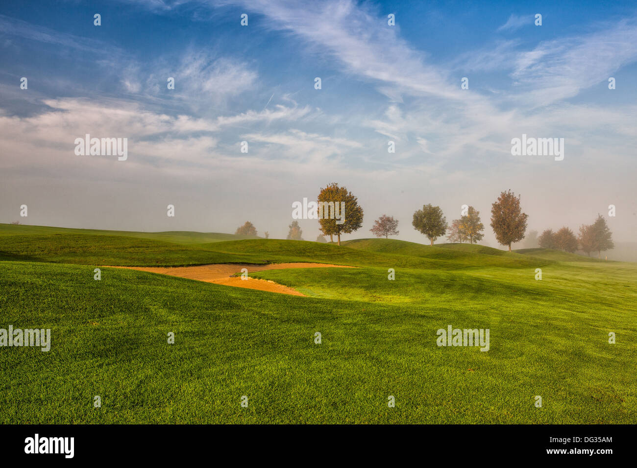 Autumn landscape on the empty golf course Stock Photo - Alamy