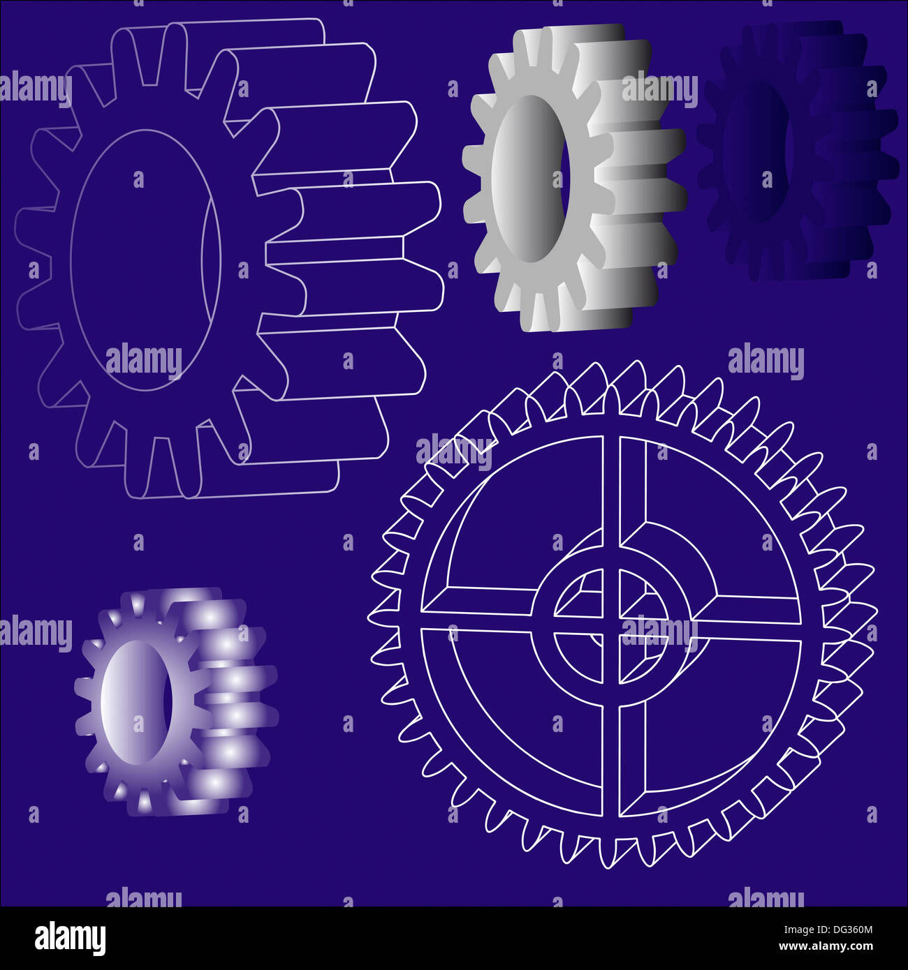 Vector illustration of the various gears Stock Photo - Alamy