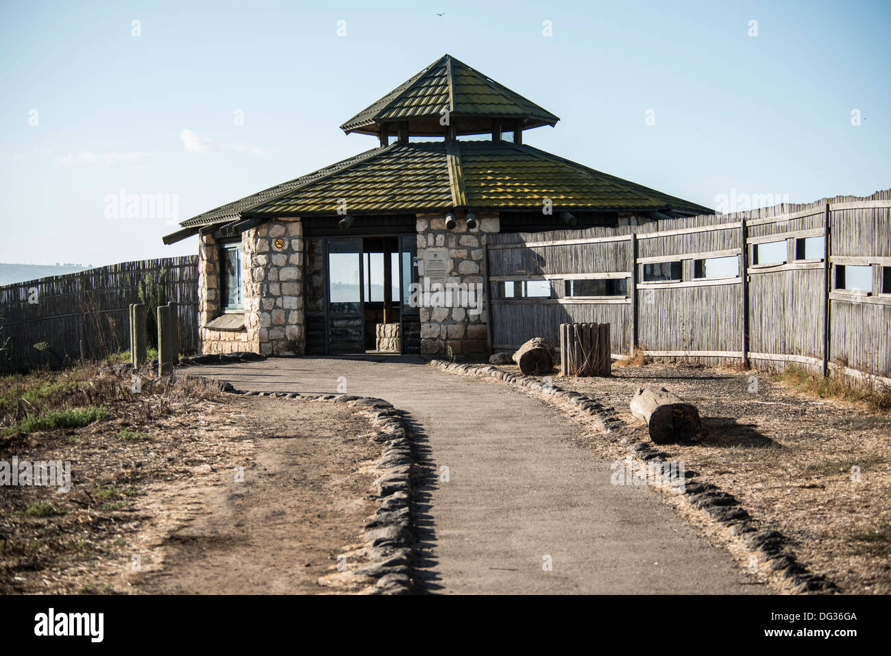 Hala Nature reserve ,Bird watching blinds , Agamon Hahula Israel Stock ...