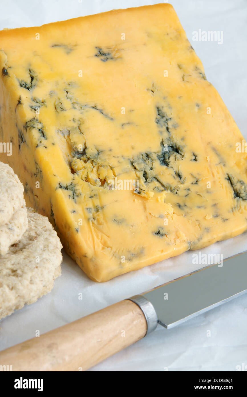 Shropshire Blue a creamy yellow British blue cheese served with oatmeal ...