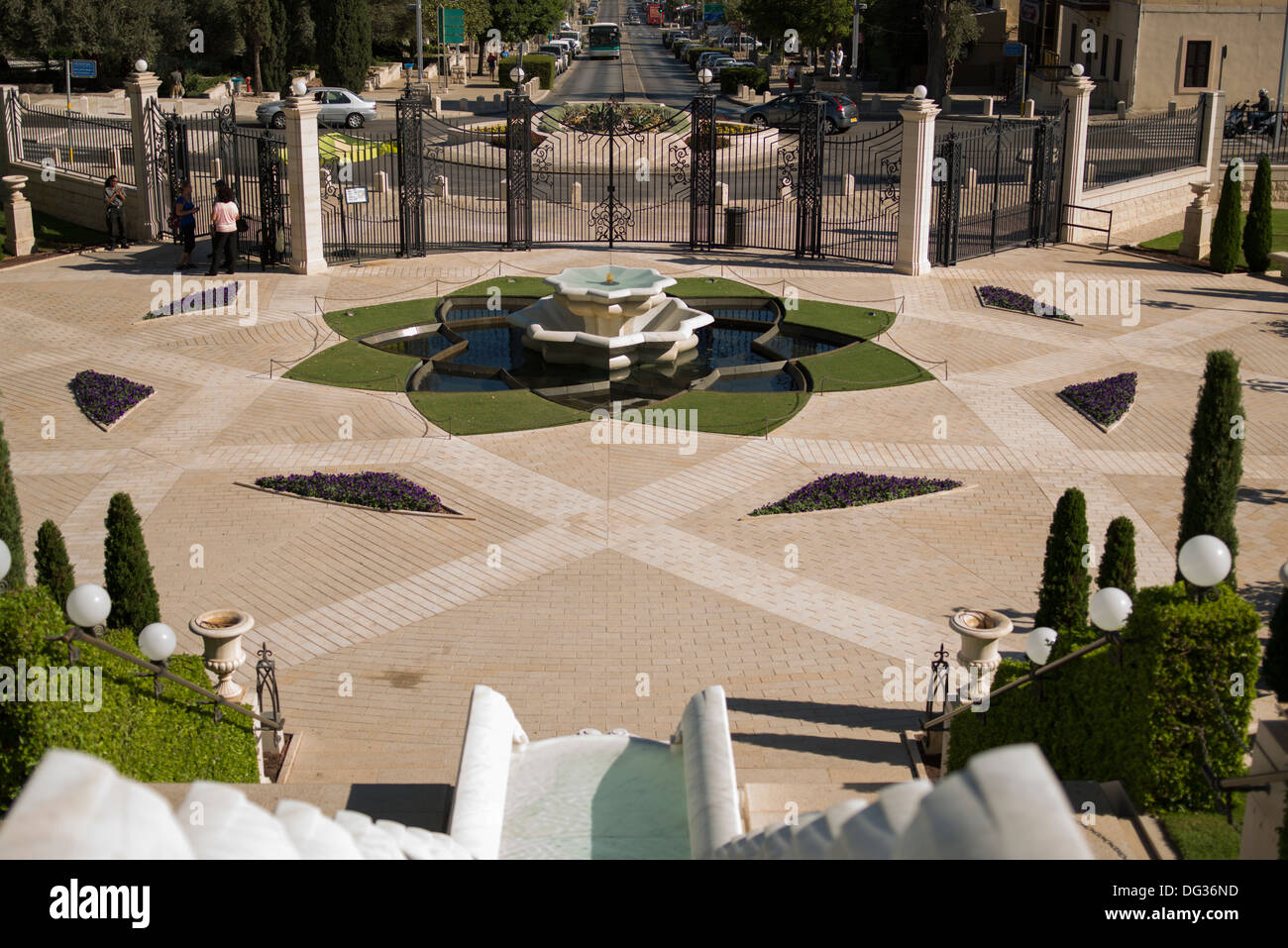 Looking down at the gate , Shrine of the Bab, Haifa Israel Stock Photo ...
