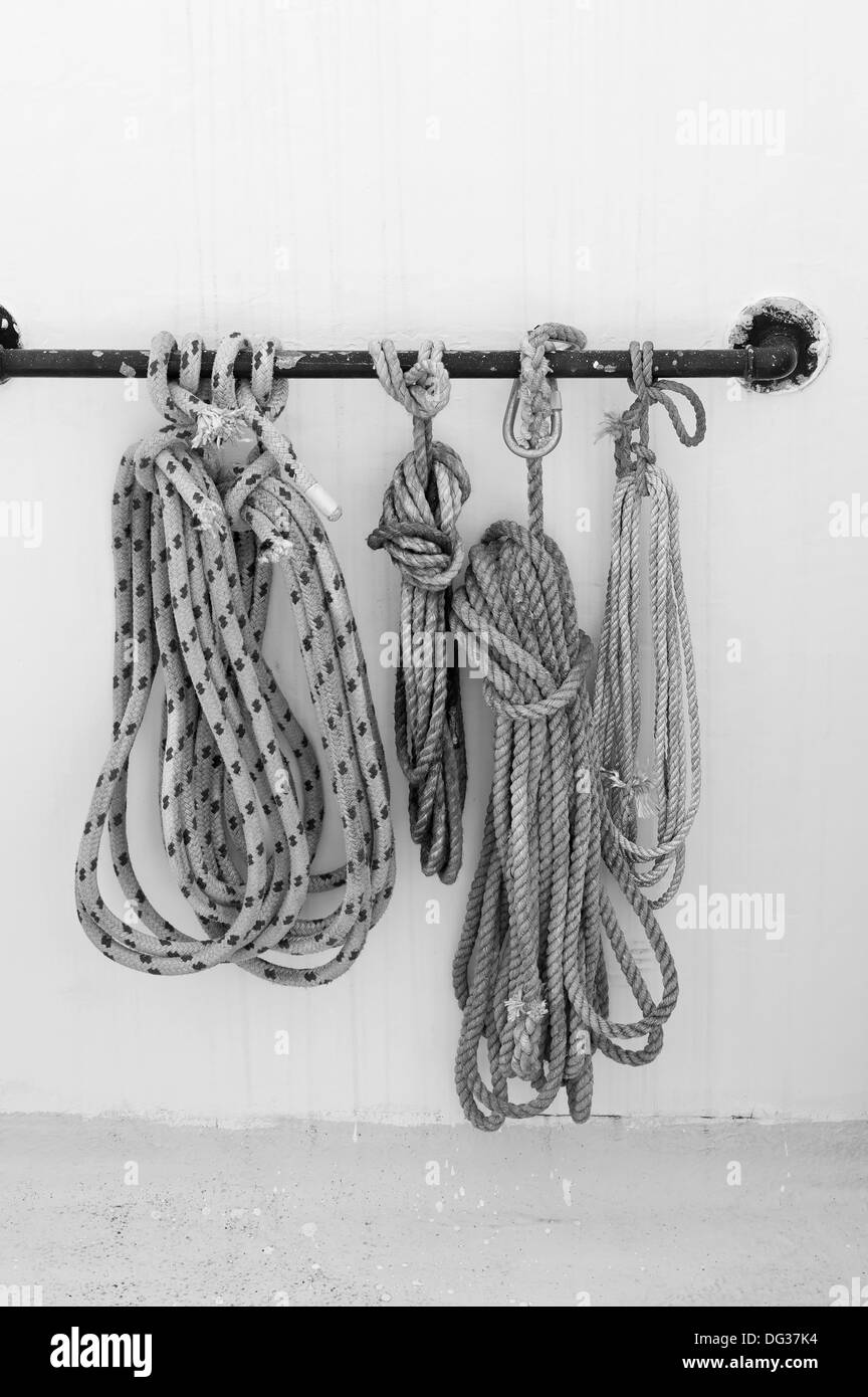 Naval equipment, ropes Stock Photo - Alamy
