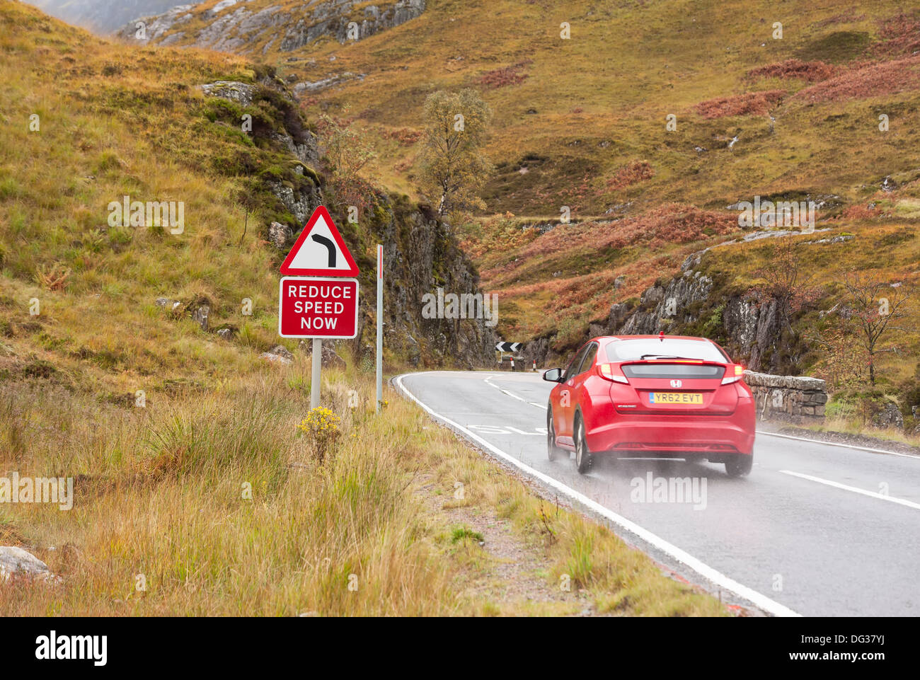 Road sign reduce speed now hi-res stock photography and images - Alamy