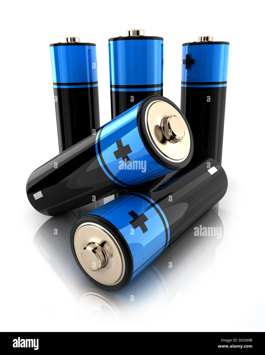 Five Battery blue (done in 3d Stock Photo - Alamy