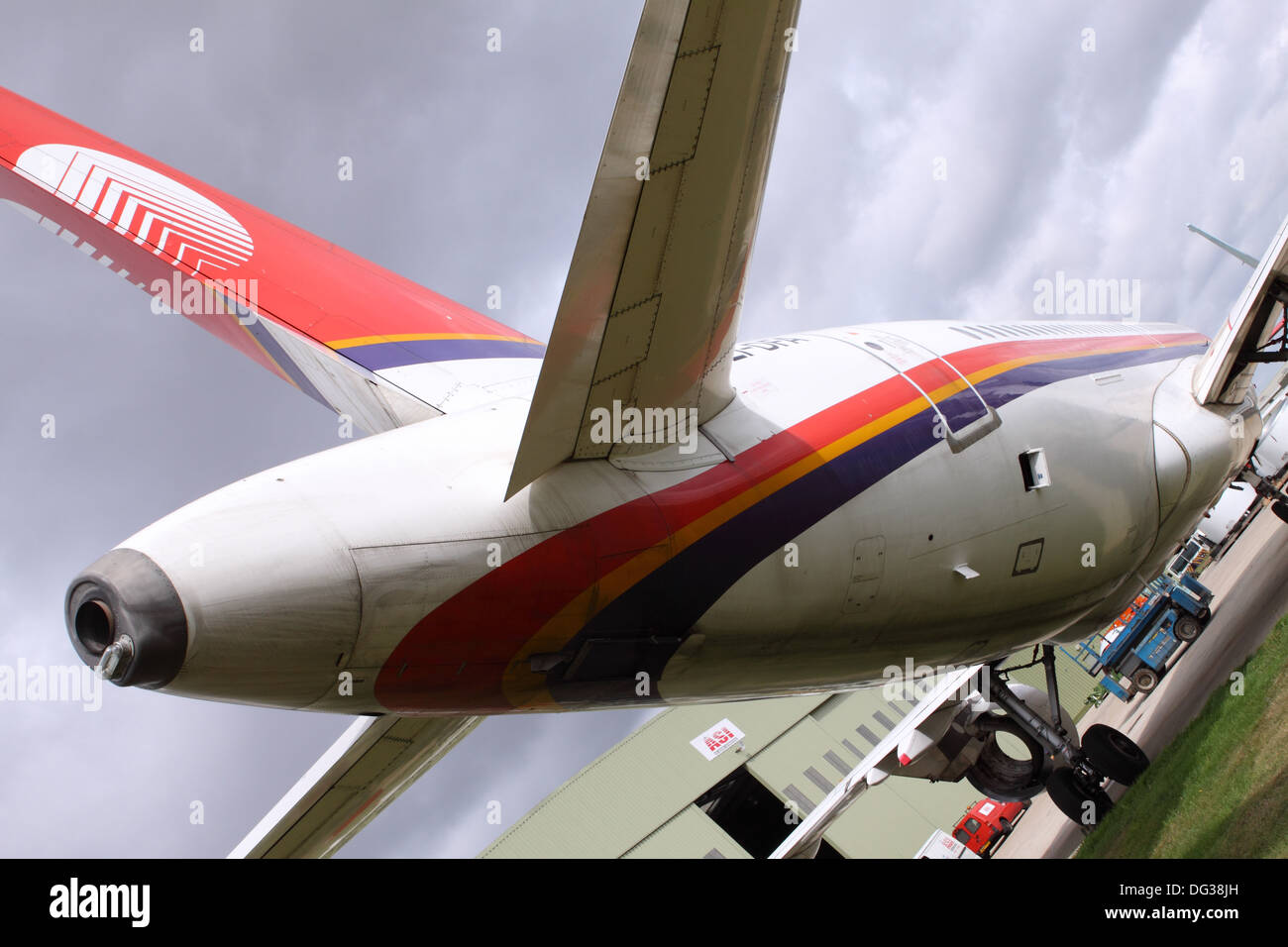 Airbus A320 airliner rear view awaiting scrapping with ASI at Kemble ...