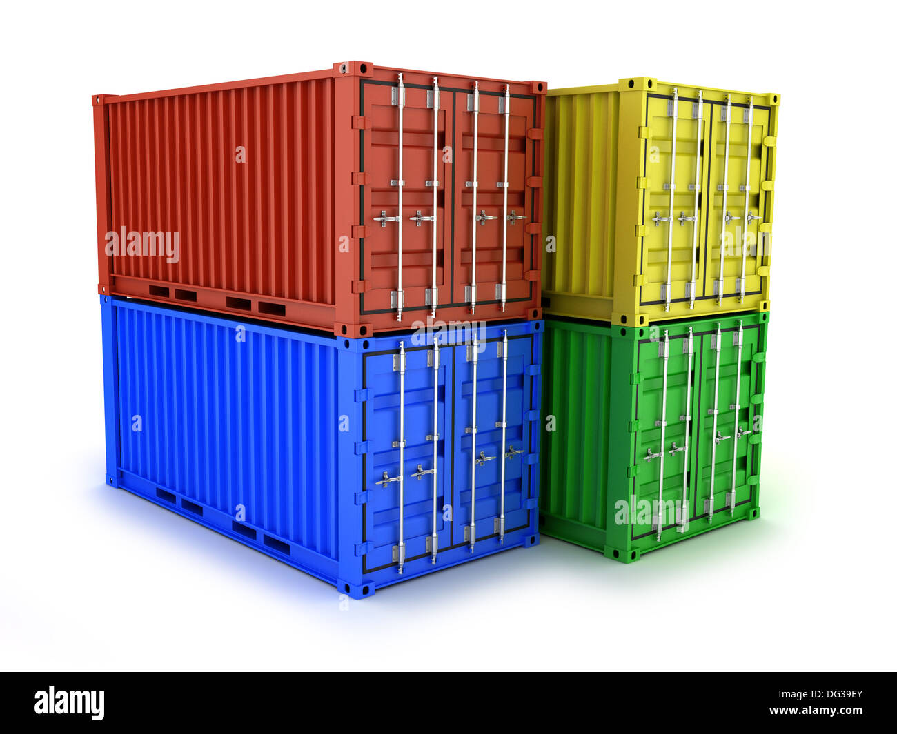 Four container on white background (done in 3d Stock Photo - Alamy