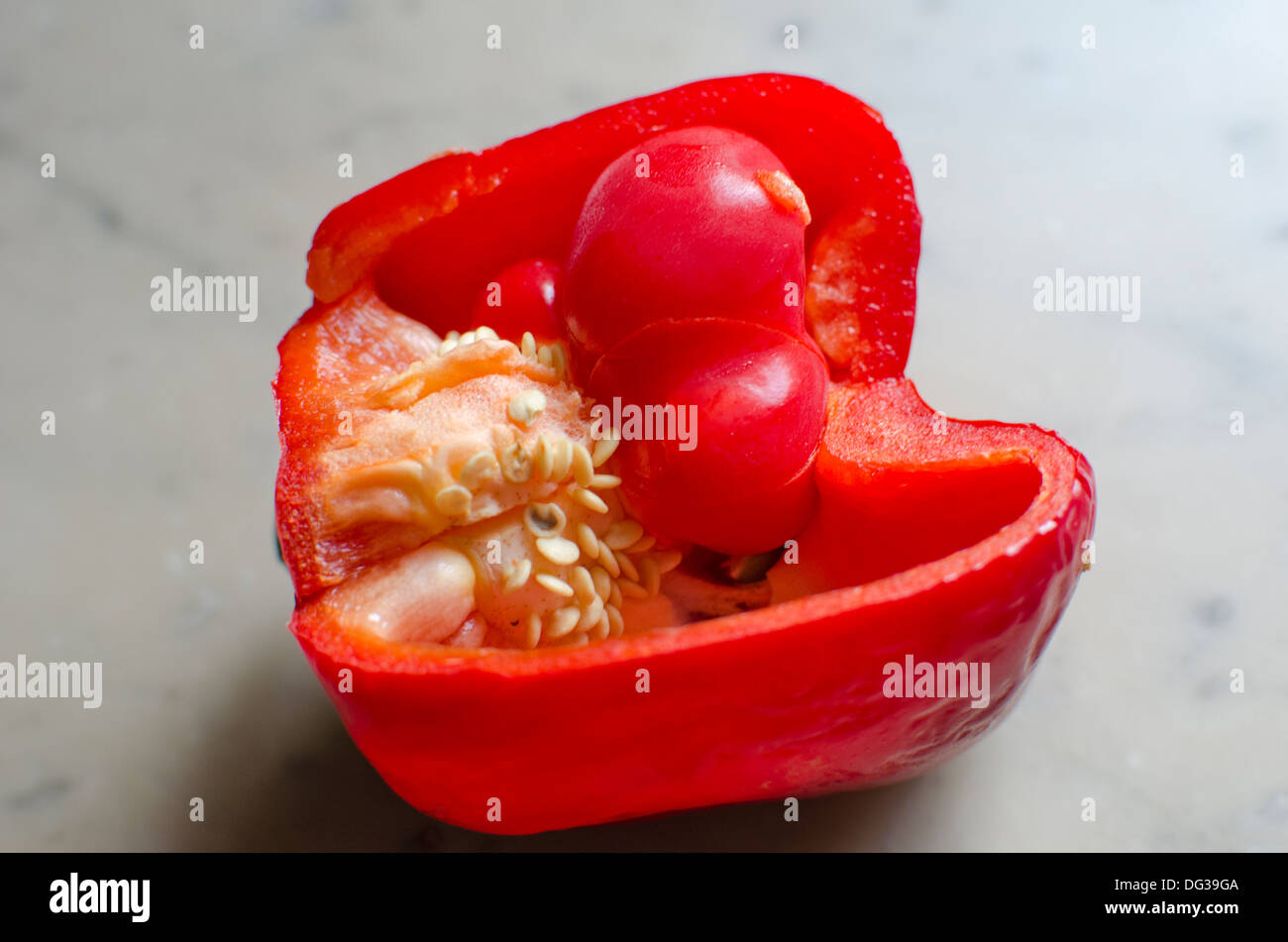 Parthenocarpy in a Sweet pepper Stock Photo - Alamy