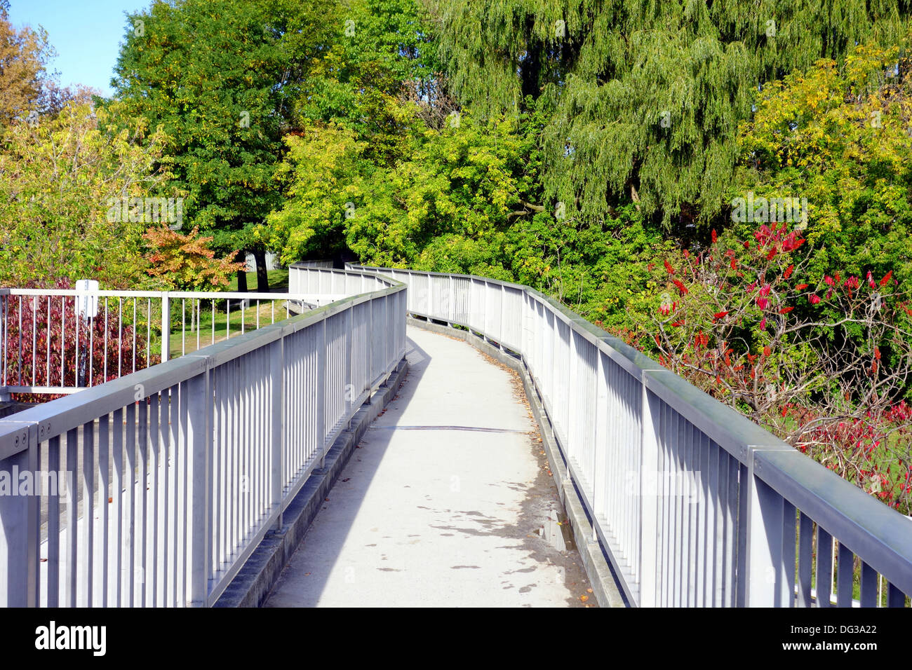 Pedestrian Bridge in a suburban park outside Toronto, Canada Stock ...