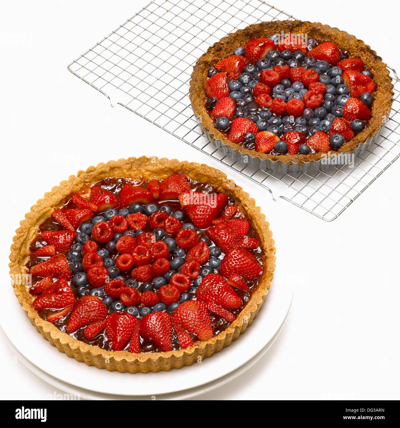 Two Fruit Tarts with Different Crusts Stock Photo - Alamy