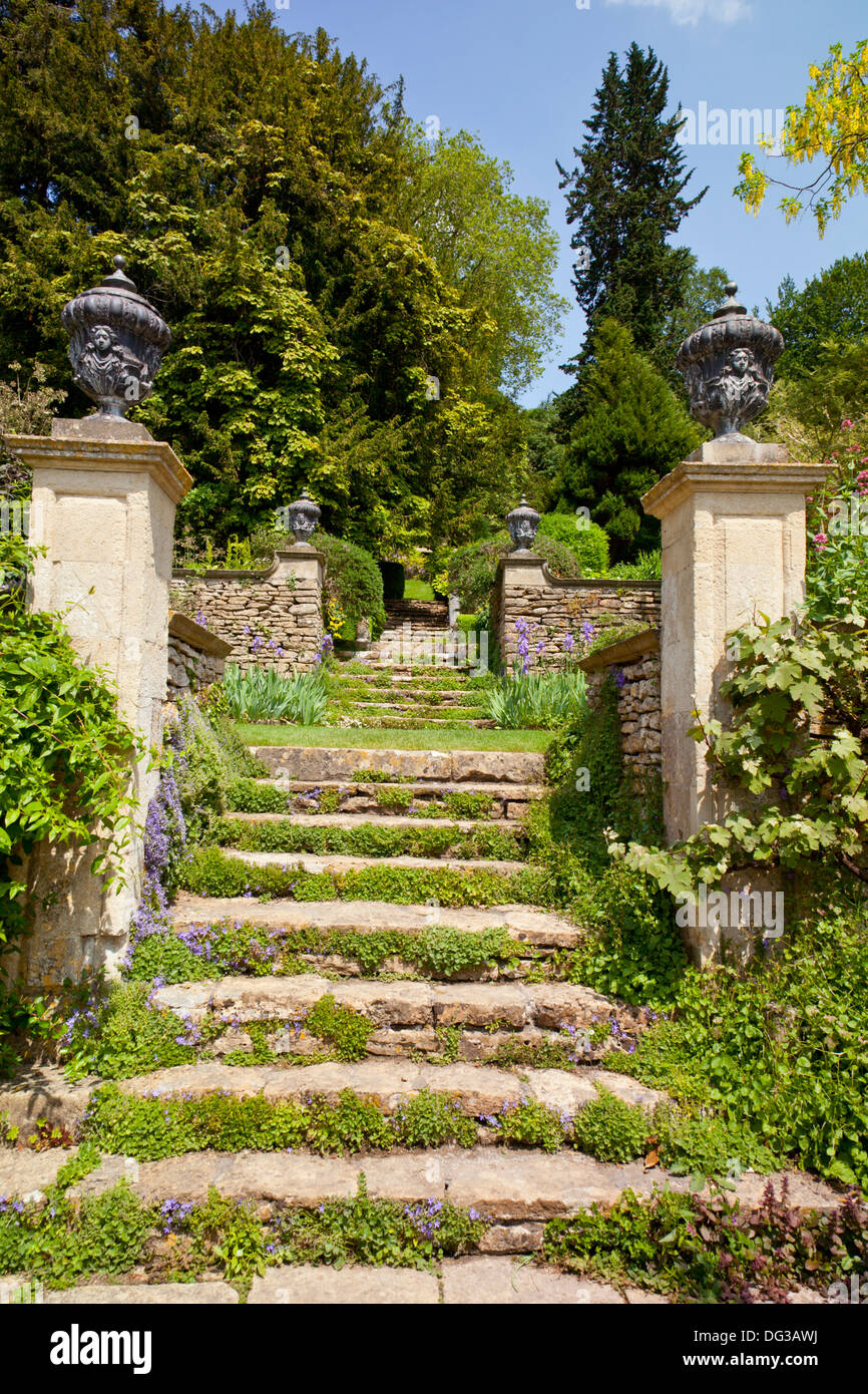 Steps between the terraces at Iford Manor - the home of the Harold Peto ...