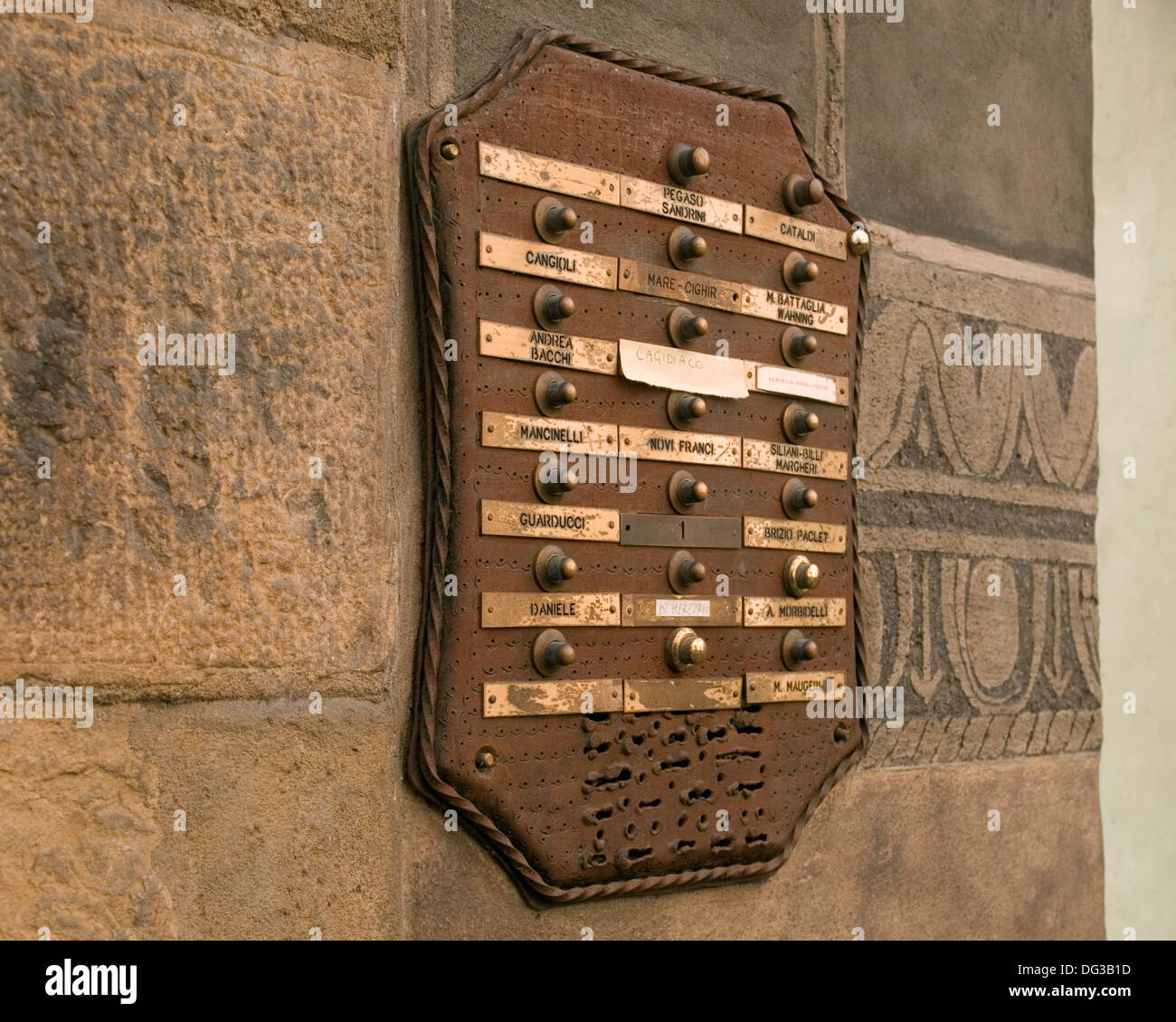 entry phone buttons of an ancient building in Florence Stock Photo - Alamy
