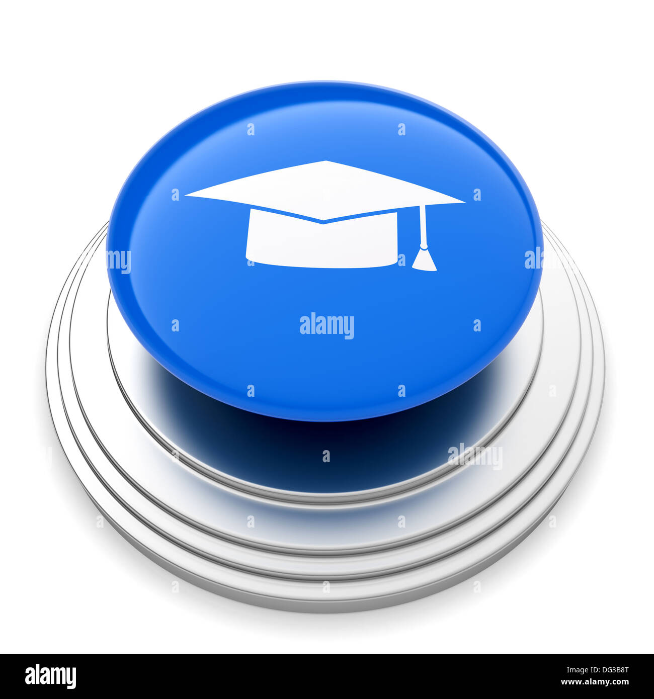 3d illustration of graduation cap sign button isolated. Education ...