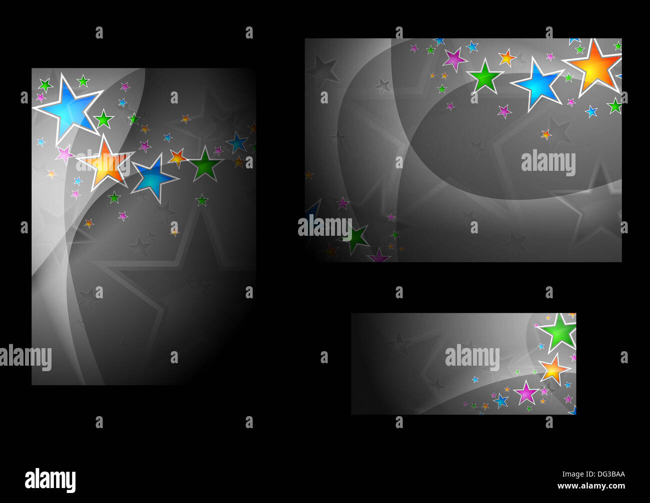 Design collection. Multicolored stars on horizontal/vertical background ...