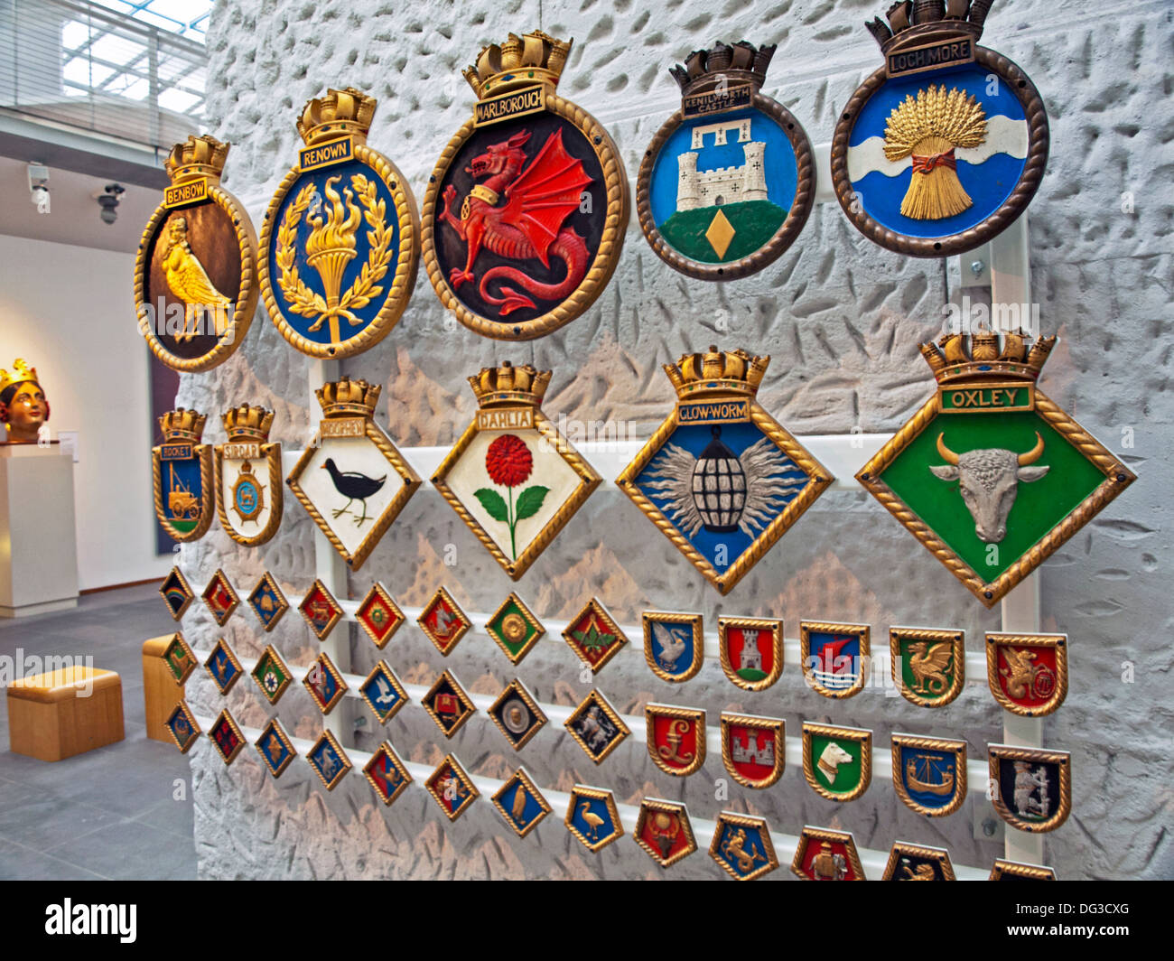 Ship badges at the National Maritime Museum, Greenwich, London, England ...