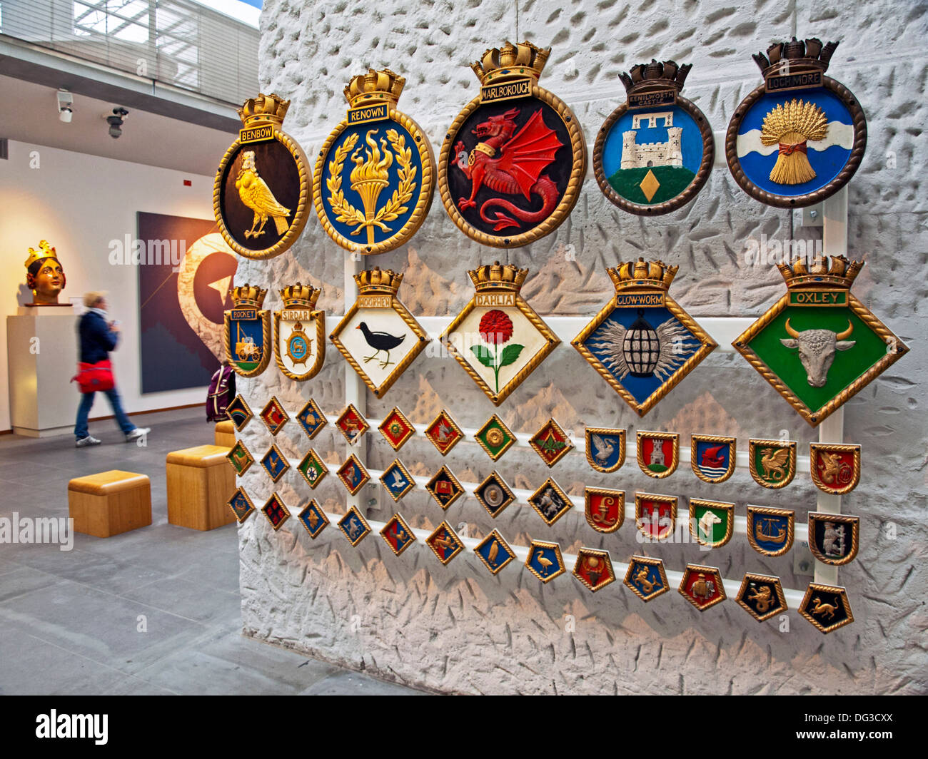 Ship badges at the National Maritime Museum, Greenwich, London, England ...
