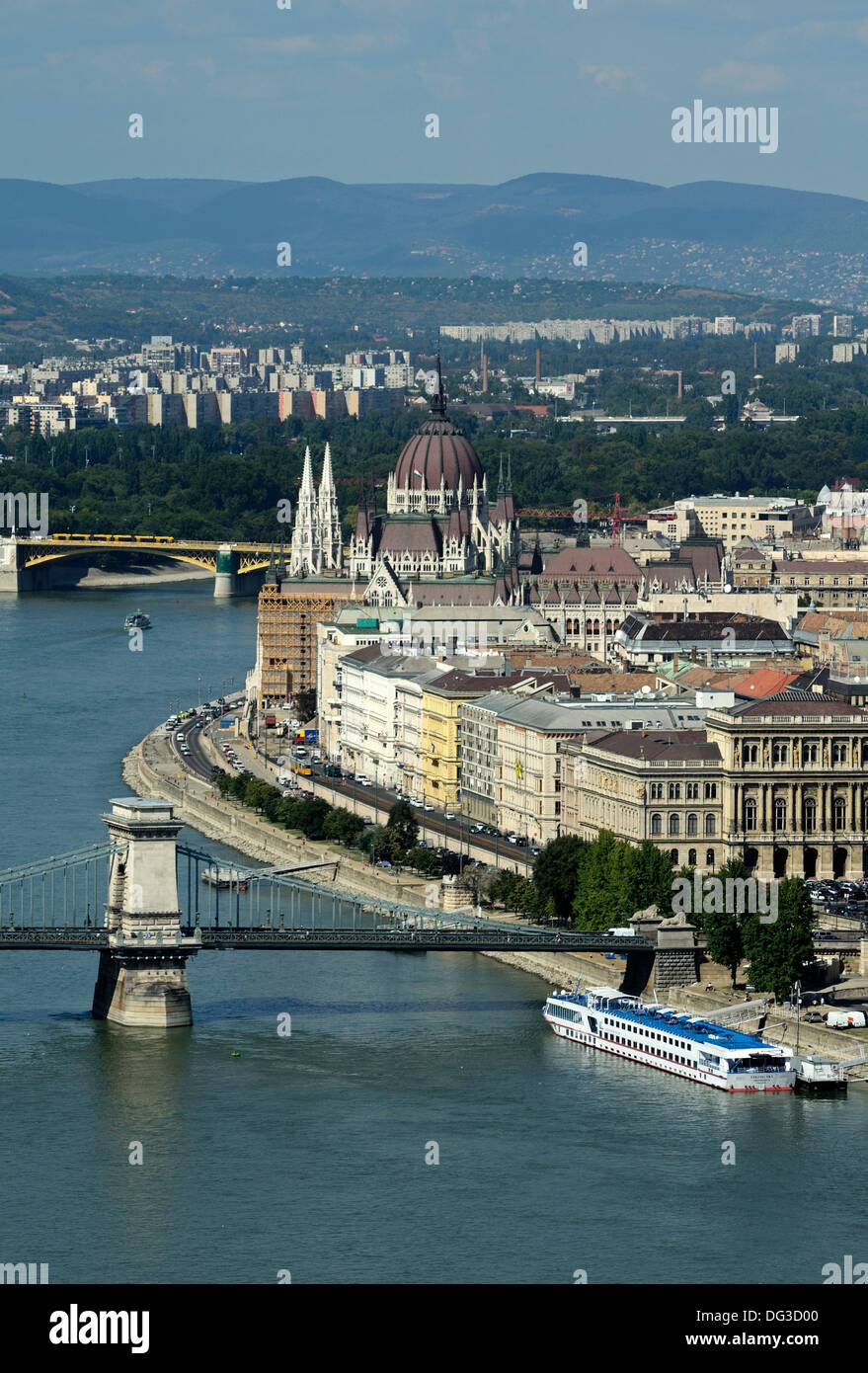 Budapest Hungary view of the city with the river Danube from Citadel in ...
