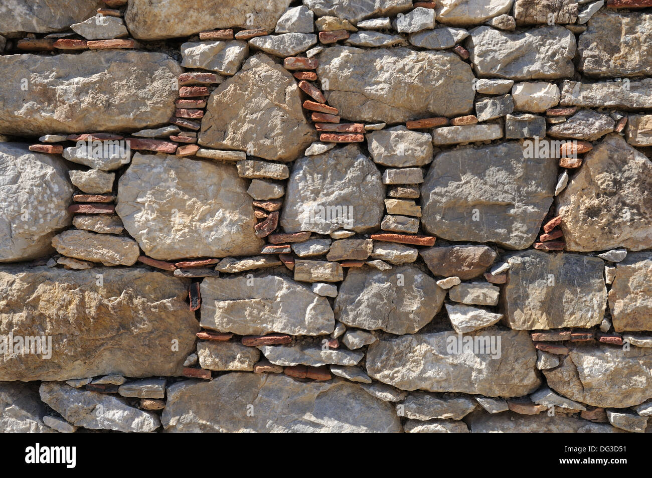 stone wall forming a pattern at the abandoned village of Gera Tilos ...