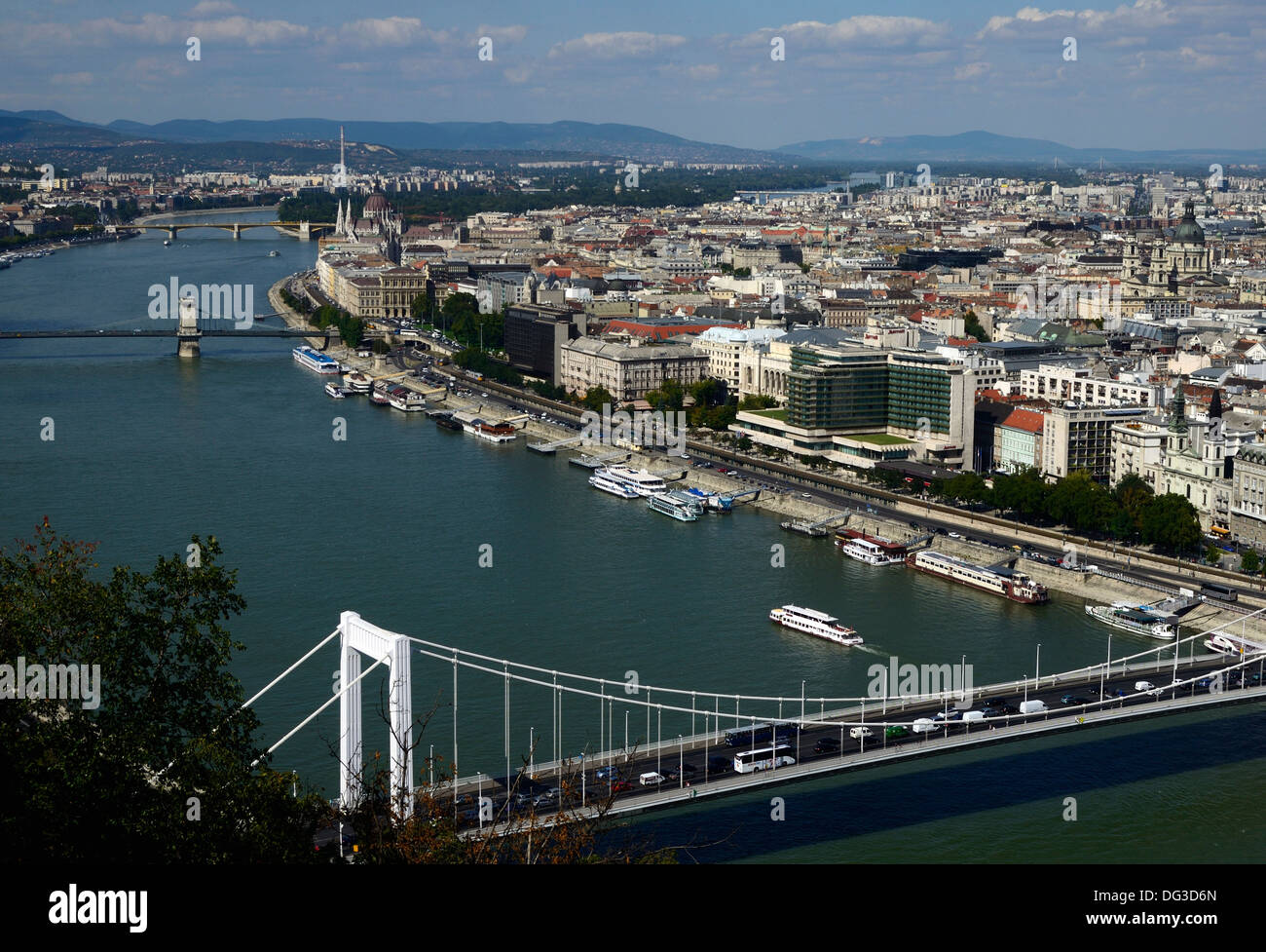 Budapest Hungary view of the city with the river Danube from Citadel in ...