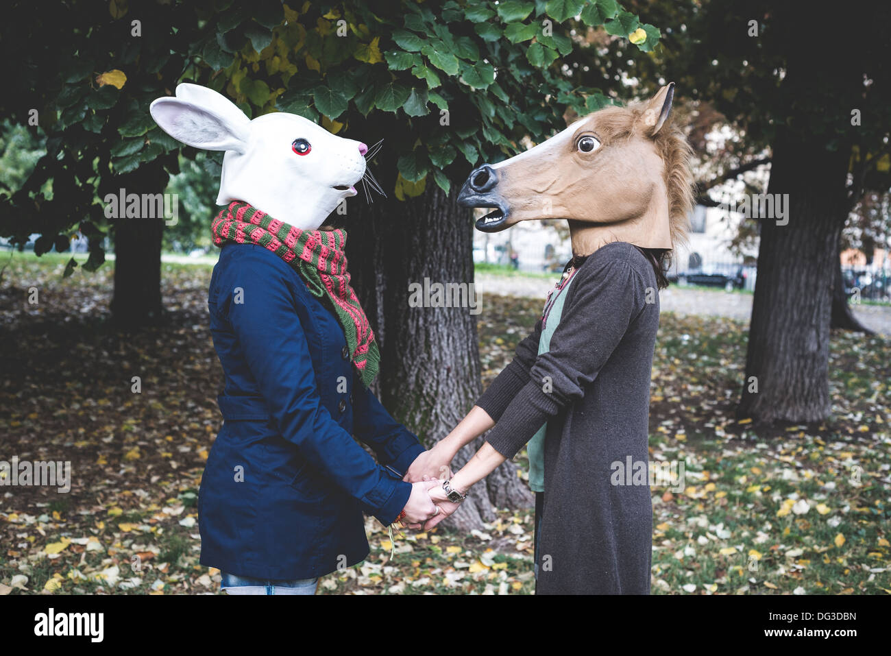 Horse rabbit mask young couple hi-res stock photography and images - Alamy