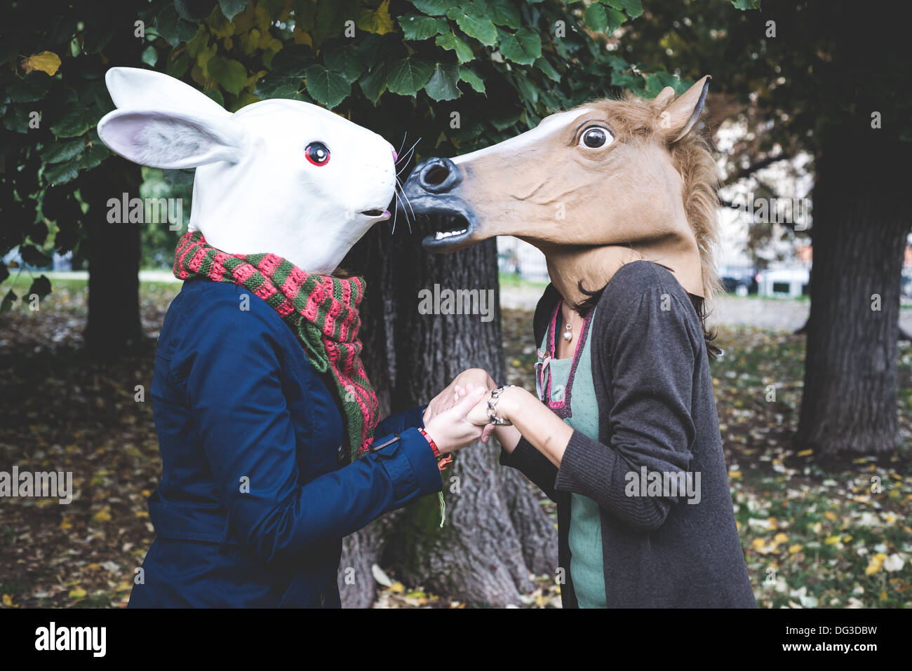 Horse rabbit mask young couple hi-res stock photography and images - Alamy