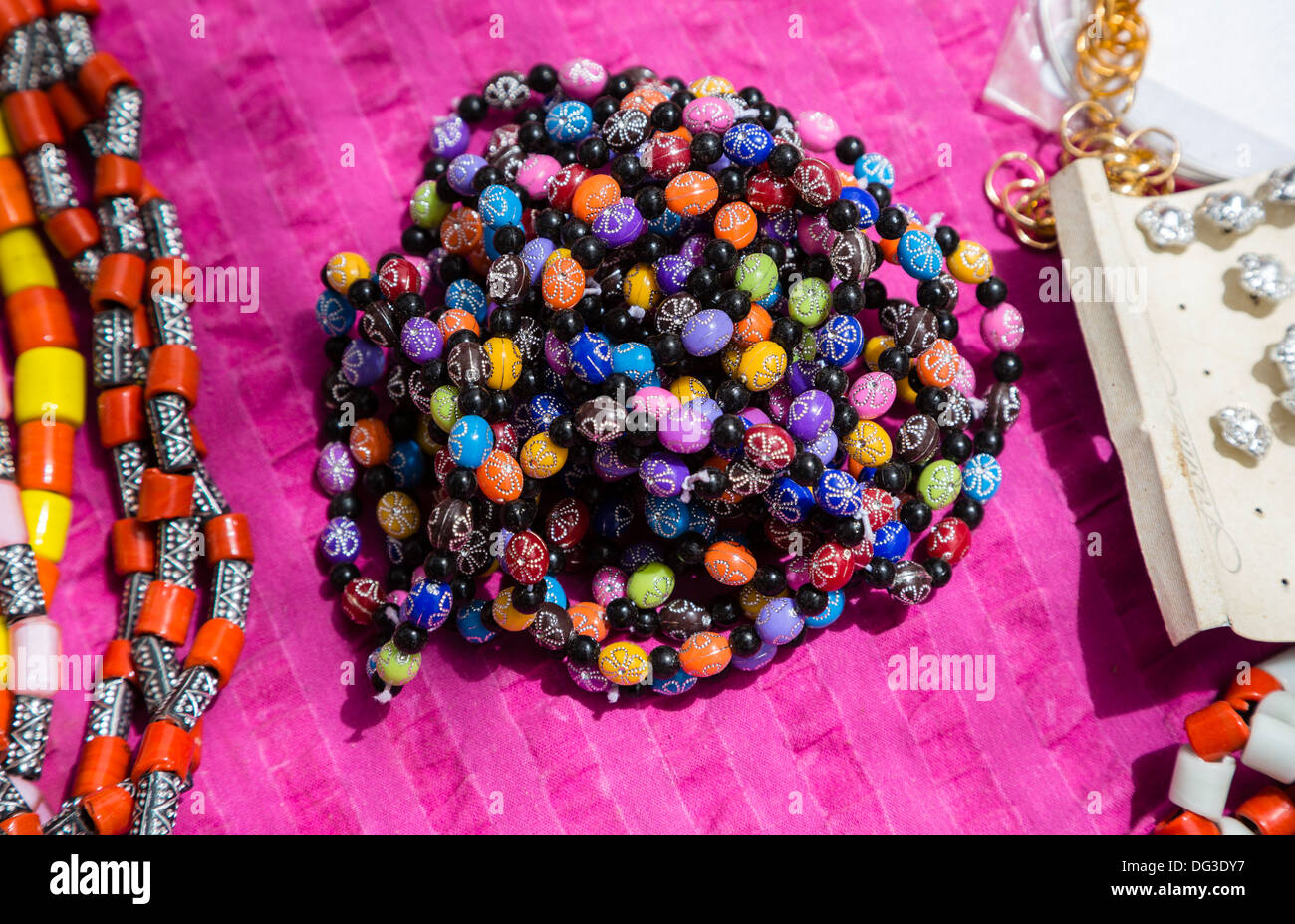 Senegal, Touba. Beaded Necklaces for Sale by a Vendor at the Bus ...