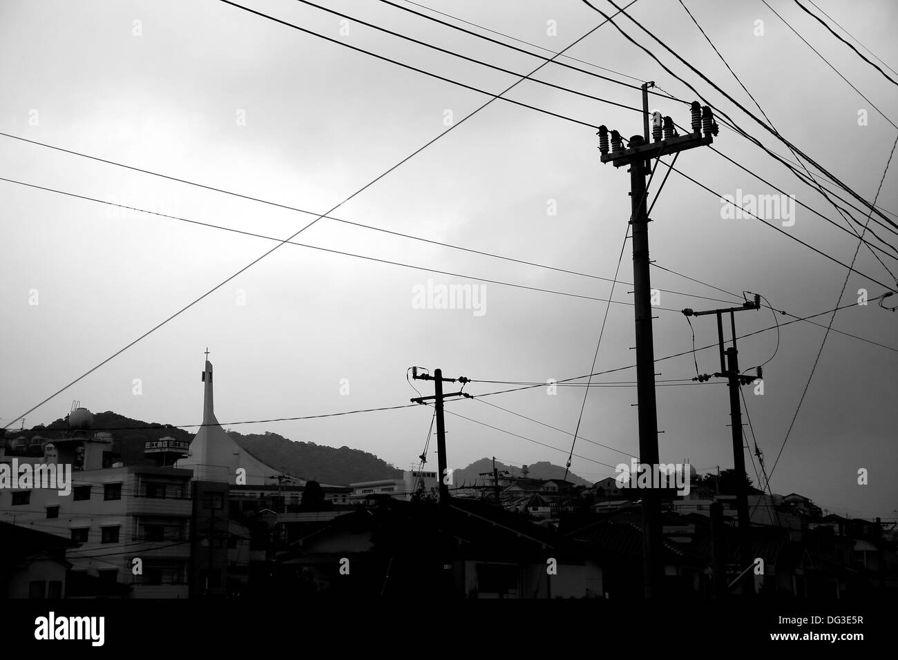 Nagasaki power lines Stock Photo - Alamy