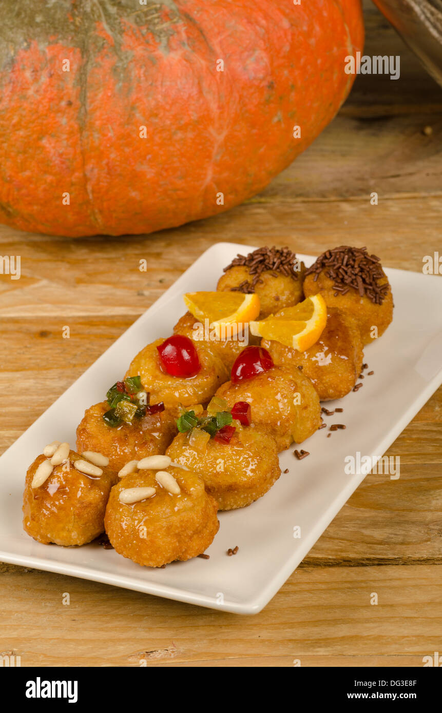 Traditional Spanish Halloween biscuits, homemade panellets Stock Photo ...