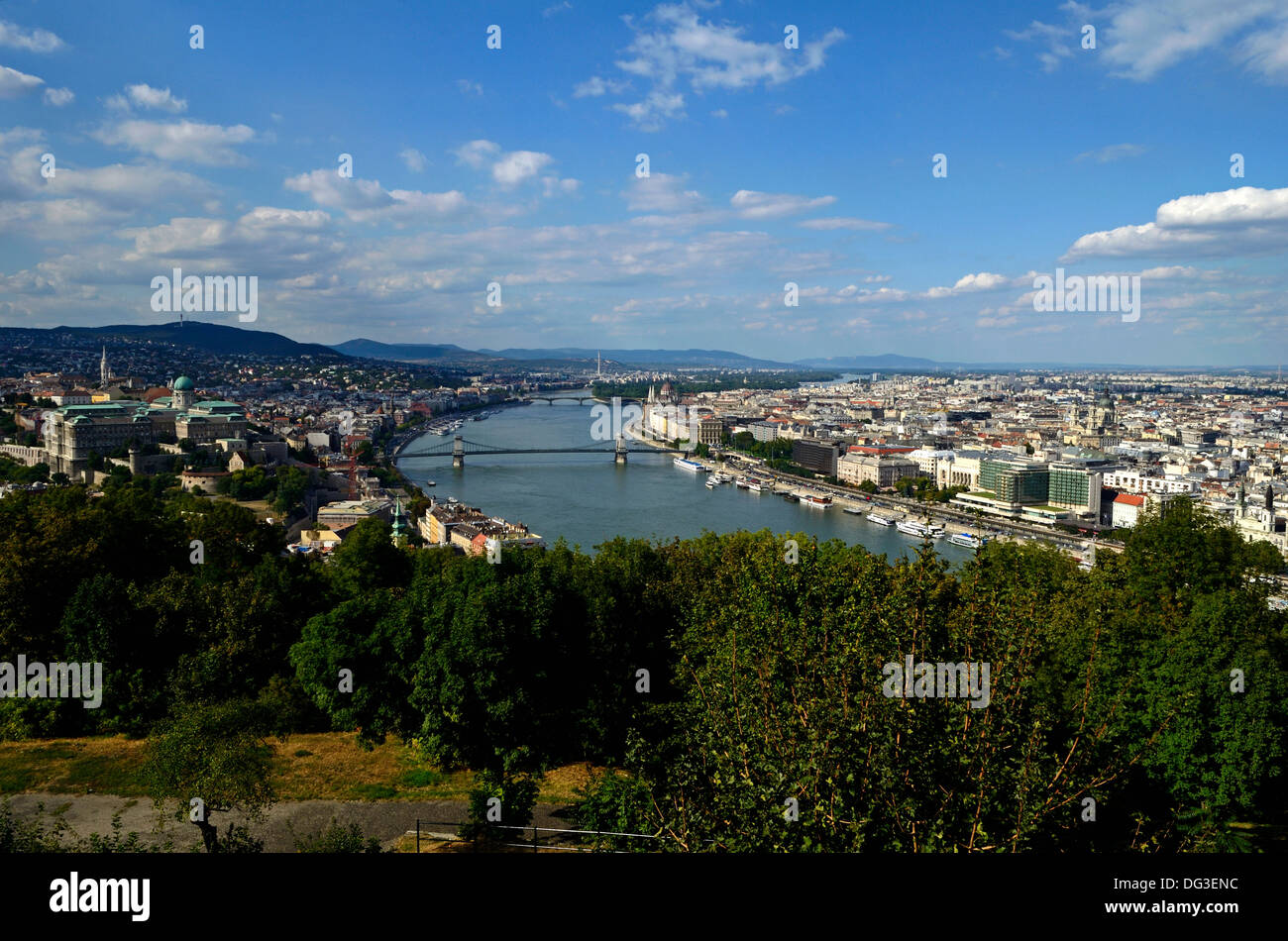 Budapest Hungary view of the city with the river Danube from Citadel in ...