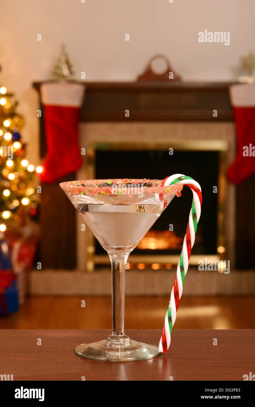 clear candy cane martini Stock Photo - Alamy