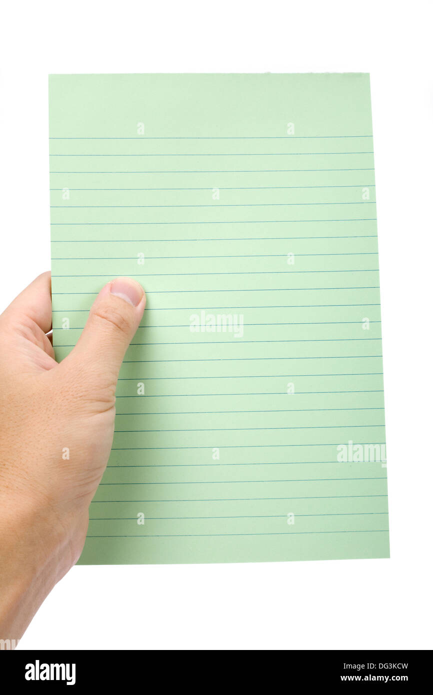 green note paper with white background Stock Photo - Alamy