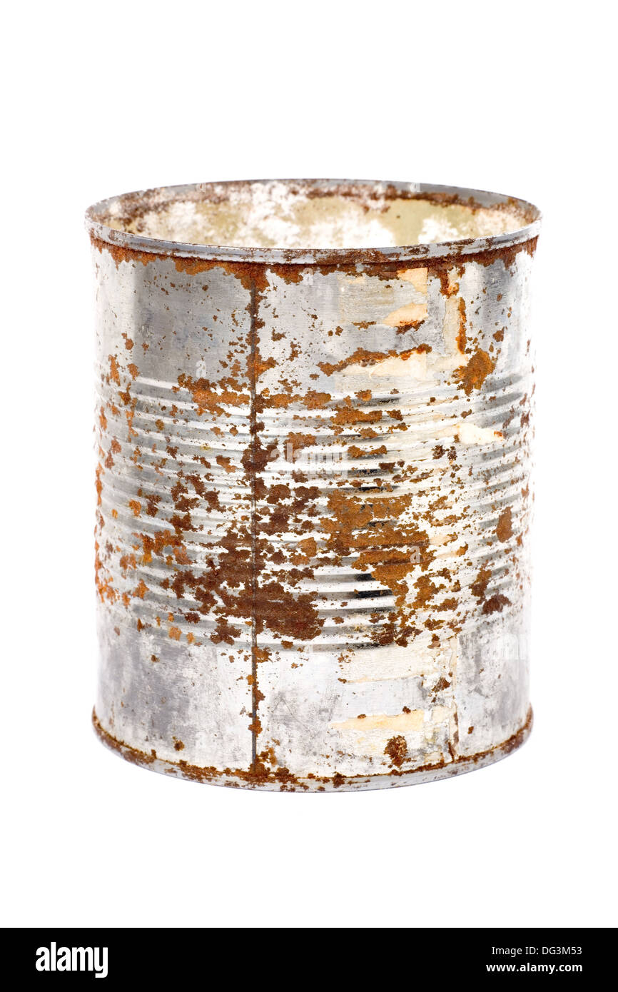 Rusty Metal Can with white background Stock Photo - Alamy