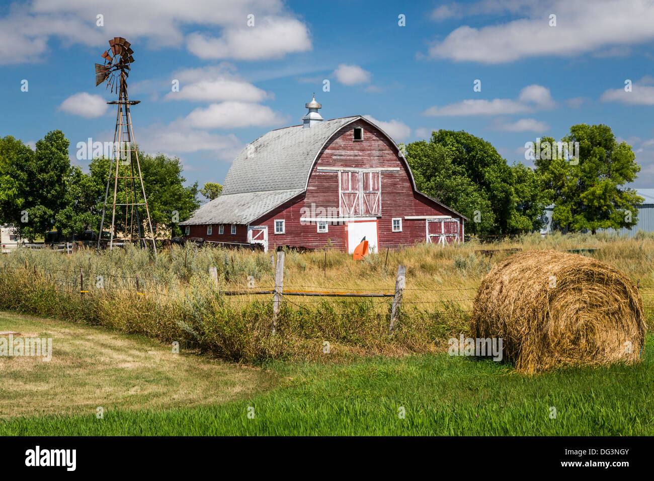 A red barn and windmill near Zeeland, North Dakota, USA Stock Photo - Alamy