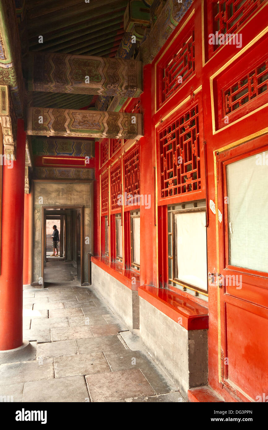 Preserved wooden red painted buildings at Forbidden City Stock Photo ...